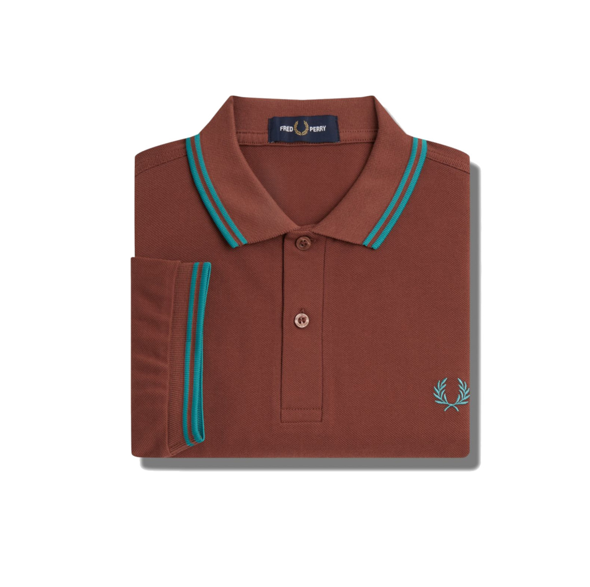Fred Perry - Twin Tipped Heren Poloshirt - Whisky Brown/ Deep Mint ...