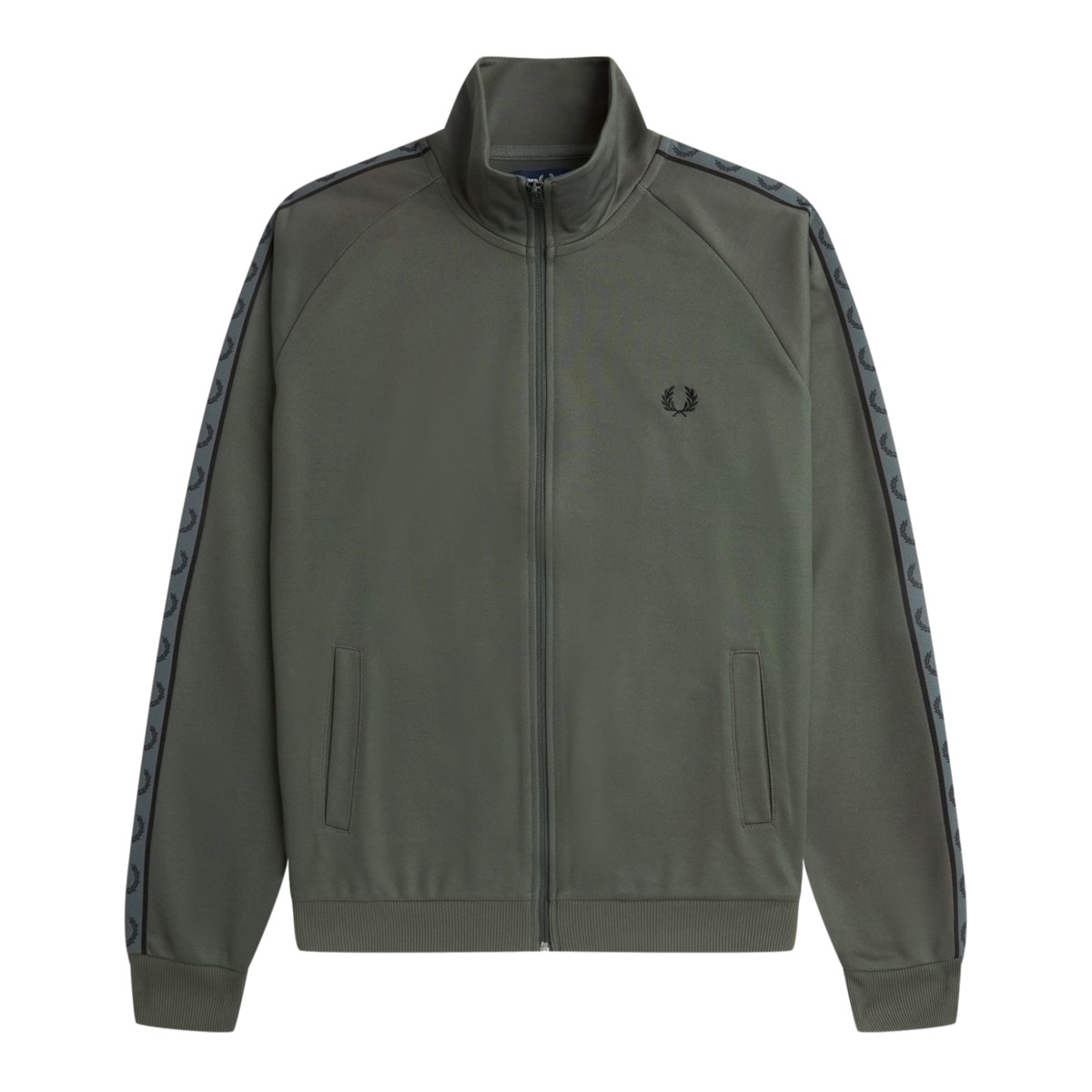 Fred Perry - Contrast Tape Trainingsjack - Groen/ Zwart | Sportus.nl