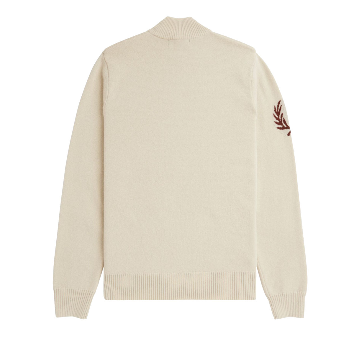 Fred Perry - Laurel Wreath Mock Neck Jumper - Oatmeal | Sportus.nl